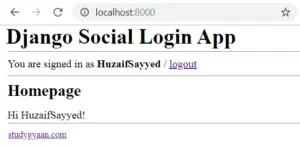 Django Social Auth Login - Facebook, Twitter and GitHub