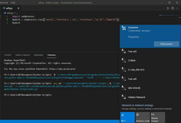 Disabling and Enabling Wi-Fi Option Using Python | StudyGyaan