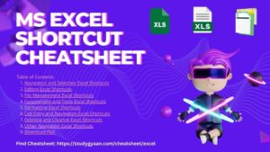 MS Excel Shortcuts Cheat Sheet - 2024